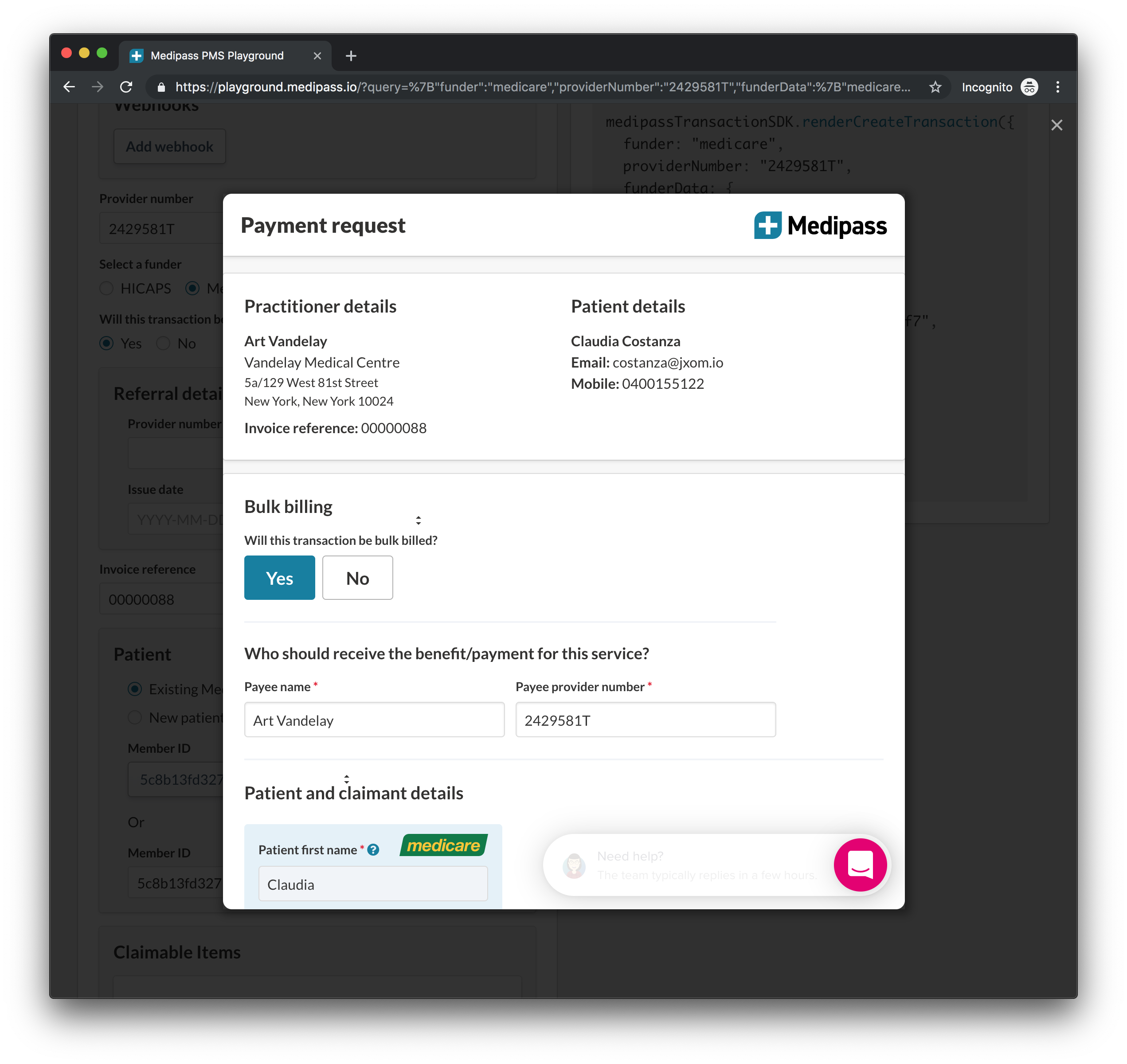 Embedded frame example